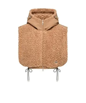 Moncler Teddy Fleece Hooded Padded Bib - Nude