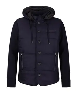 GRAN SASSO Hooded Quilted Jacket - Navy Blue