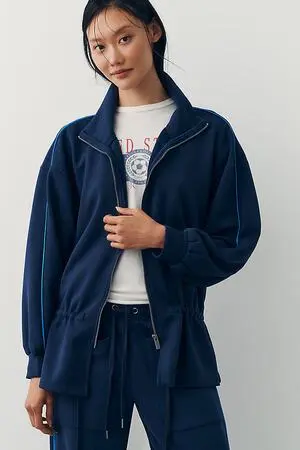 Bernardo Peplum Scuba Jacket - Dark Blue