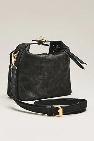 Maeve Faux-leather Croc Structured Bag - Black
