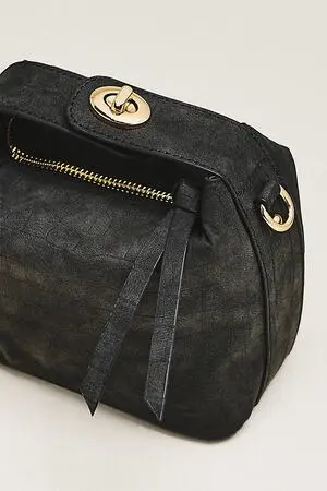 Maeve Faux-leather Croc Structured Bag - Black