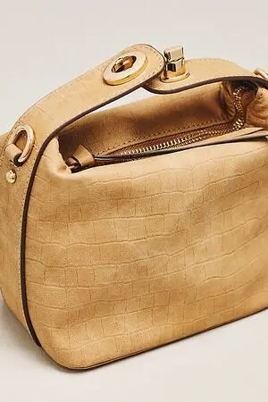 Maeve Faux-leather Croc Structured Bag - Cream