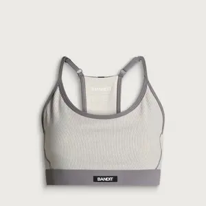 BANDIT Striped Cadence Strappy Bra With Mesh Overlay - Plaster/slate
