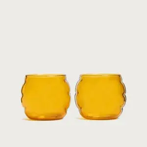 HOME STUDYO Bob Glasses Set Of 2 - Amber