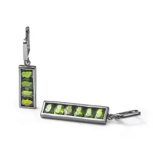 GERMAN KABIRSKI Canli Asymmetric Silver Earrings With Chrome Diopside - Green