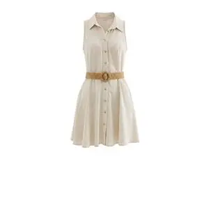 MONLICIA Neutrals Mono Belted Mini Shirt Dress - Beige