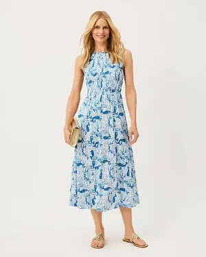 Lilly Pulitzer® Finnley Smocked Midi Dress - Blue