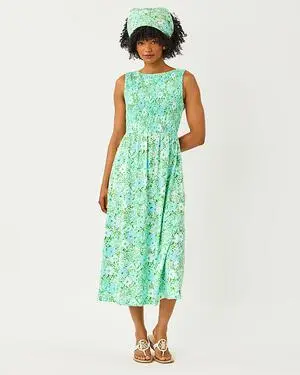 Lilly Pulitzer® Lilly Pulitzer Finnley Smocked Midi Dress Mint