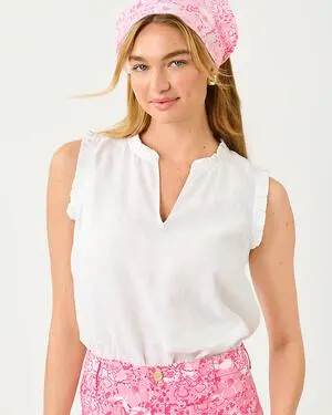 Lilly Pulitzer® Kavalla Sleeveless Ruffle Top - White