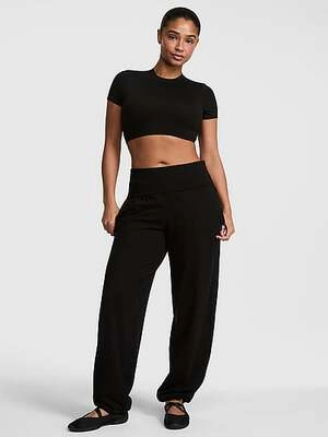Pink All-day Cotton™ Foldover Jogger Pants - Black