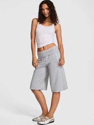 Pink All-day Cotton™ Foldover Long Shorts - Grey