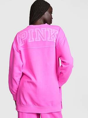 Pink Campus Fleece Extra-long Crew Sweatshirt - Pink