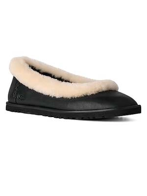 Pink Ugg® Zora Leather Ballet Flats - Black