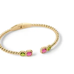Ralph Lauren Gold-plated Beaded Stone Cuff Bracelet
