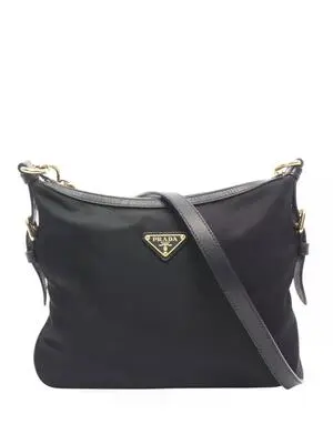 Prada Saffiano Trimmed Tessuto Zip Top Crossbody Bag