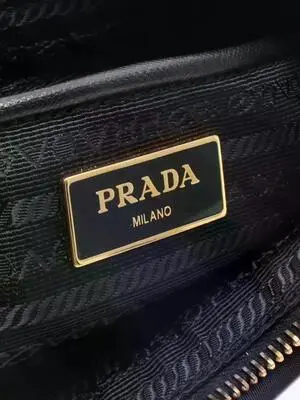 Prada Saffiano Trimmed Tessuto Zip Top Crossbody Bag