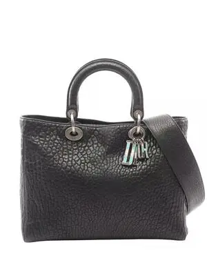 Dior 2010-2026 Medium Pebbled Calfskin Diorissimo Satchel - Black