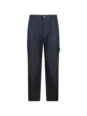 Stone Island Compass-patch Straight-leg Trousers - Blue