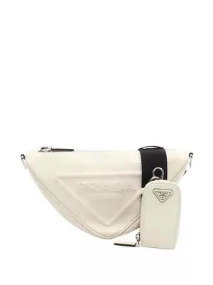 Prada 2013-2026 Glace Lux Triangle Crossbody Bag - White