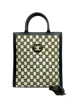 Celine 2021 Small Triomphe Canvas Vertical Cabas Tote Satchel - White