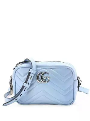 Gucci Gg Marmont Shoulder Bag Matelasse Leather Mini Crossbody Bag - Blue