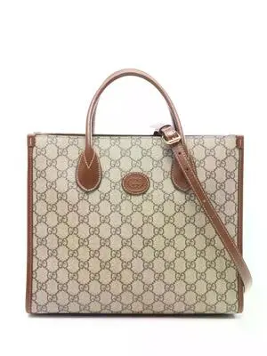 Gucci 2016-2026 Small Gg Supreme Interlocking G Tote Satchel - Neutrals