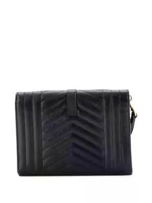 Saint Laurent Classic Monogram Envelope Wristlet Mixed Matelasse Leather Clutch Bag