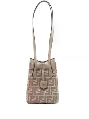 Fendi 2000-2010 Mini Zucca Canvas Origami Shoulder Bag - Neutrals