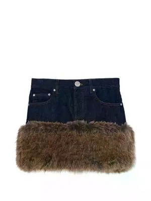 Marc Jacobs Faux-fur Denim Mini Skirt - Blue