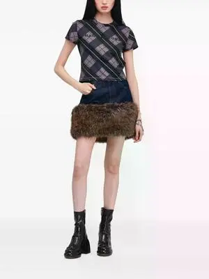 Marc Jacobs Faux-fur Denim Mini Skirt