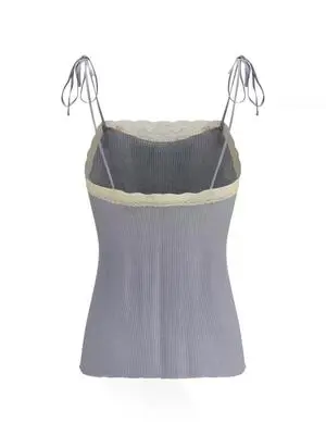 Chloé Thin-strap Tank Top In Cotton Jersey & Lace