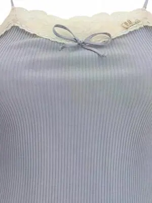 Chloé Thin-strap Tank Top In Cotton Jersey & Lace