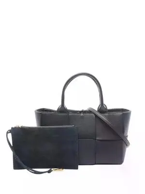 Bottega Veneta 2012-2026 Mini Lambskin Intreccio Arco Tote Satchel - Black