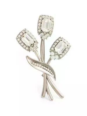 Dolce & Gabbana Flower Brooch With Rhinestones - Silver