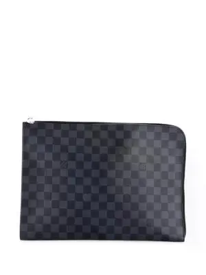 LOUIS VUITTON Zip Around Pochette Jour Damier Graphite Gm Clutch Bag - Black