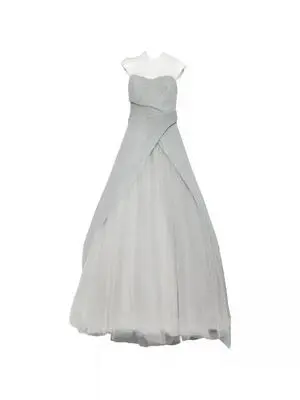 Monique Lhuillier Strapless Mesh-panelled Gown