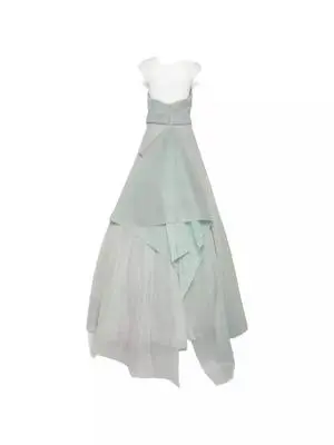 Monique Lhuillier Strapless Mesh-panelled Gown - Green