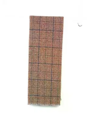 Destin Check Frayed-edge Scarf - Brown