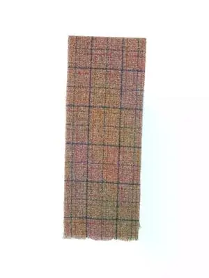 Destin Check Frayed-edge Scarf - Brown