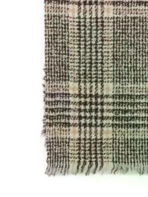 Destin Check-pattern Frayed Scarf - Brown