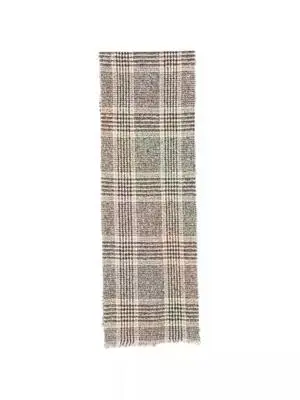 Destin Check-pattern Frayed Scarf - Brown