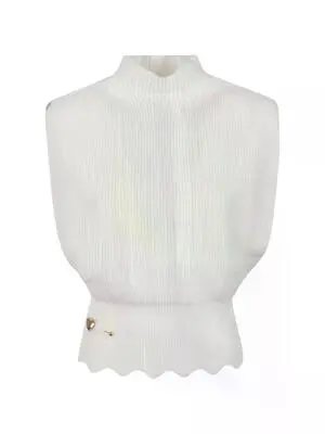 TWINSET Heart-motif Scalloped-hem Vest - White