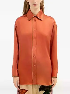 PIERRE-LOUIS MASCIA Mutka Long-sleeve Silk Shirt - Orange