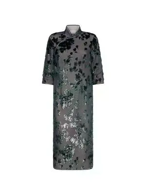 PIERRE-LOUIS MASCIA Floral Detail Midi Dress - Grey