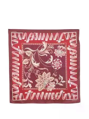 TWINSET Floral-print Logo-border Scarf - Red