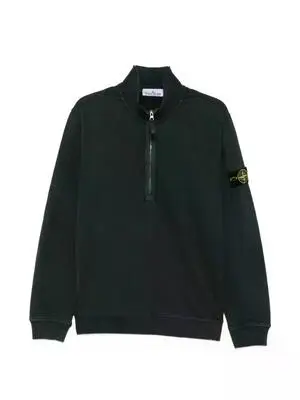 Stone Island Logo-patch Quarter-zip Sweater - Green