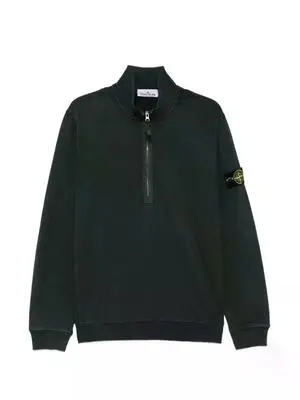 Stone Island Logo-patch Quarter-zip Sweater - Green