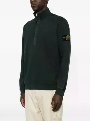 Stone Island Logo-patch Quarter-zip Sweater - Green