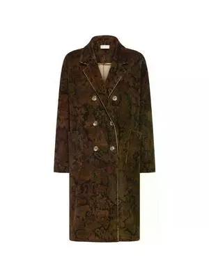 PIERRE-LOUIS MASCIA Griffintn Double-breasted Patterned Coat - Brown