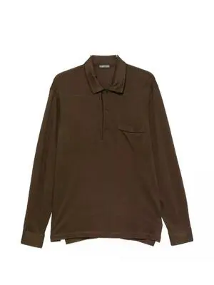TOM FORD Long-sleeve Piqué Polo Shirt - Brown